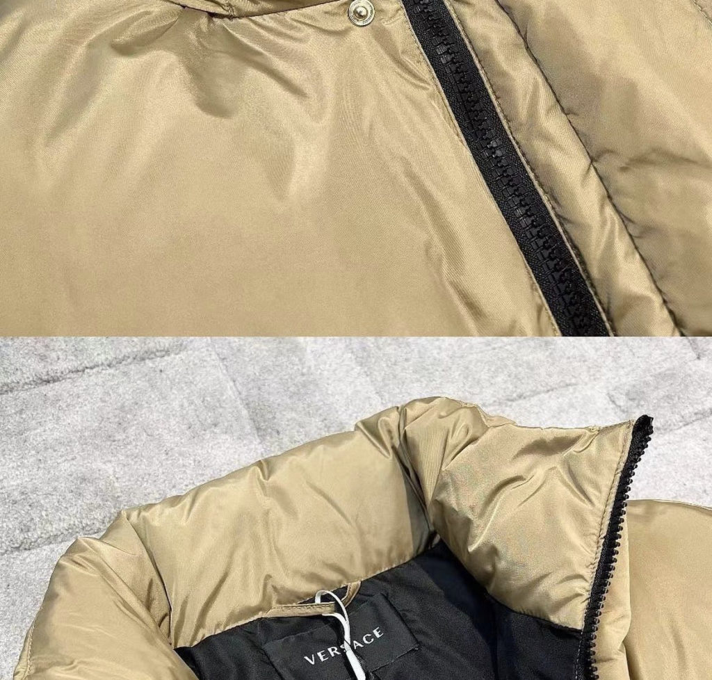VERSACE LA GRECA PUFFER BROWN BLACK JACKET – billionairemart